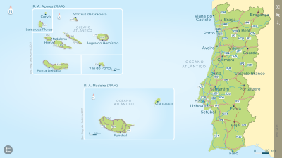 Mapa das estradas principais de Portugal (2021)