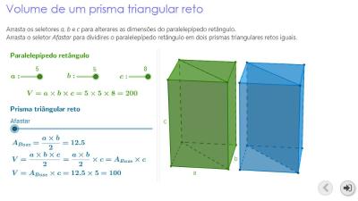 GeoGebra: Volume de um prisma triangular reto